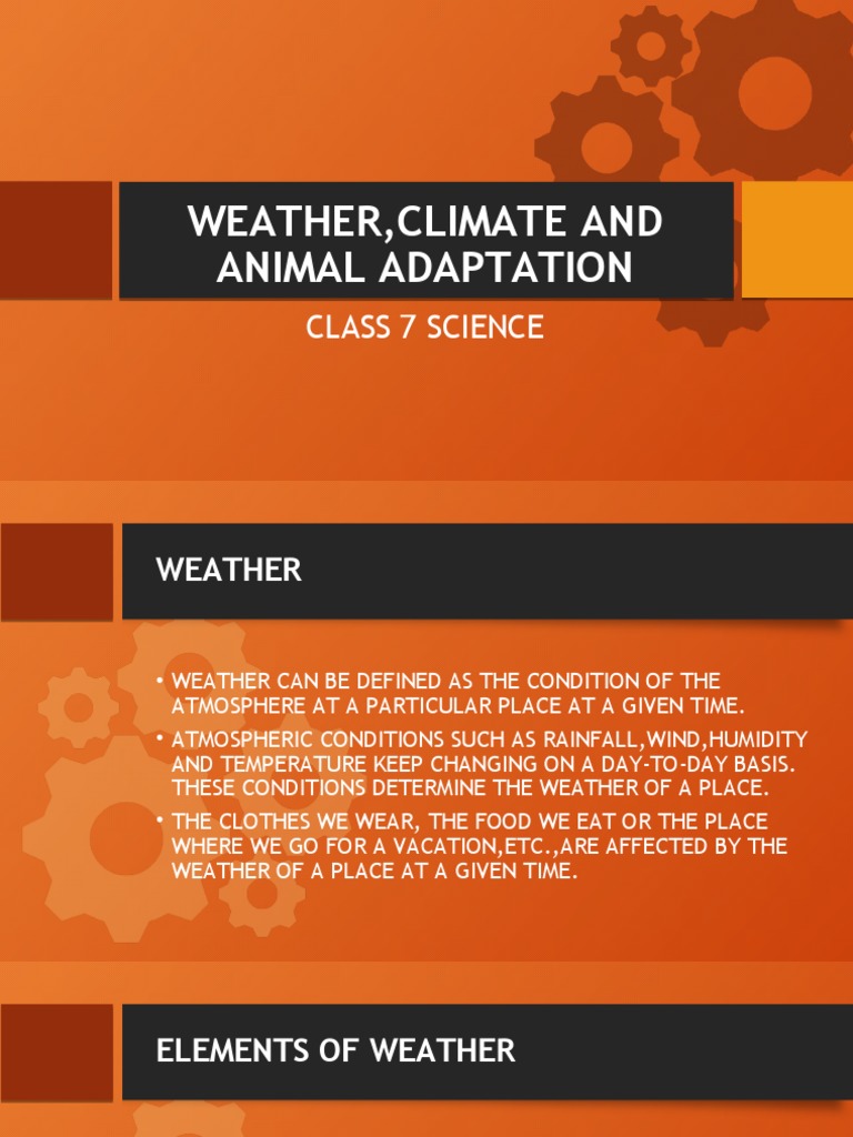 Weather, Climate and Animal Adaptation: Class 7 Science | PDF
