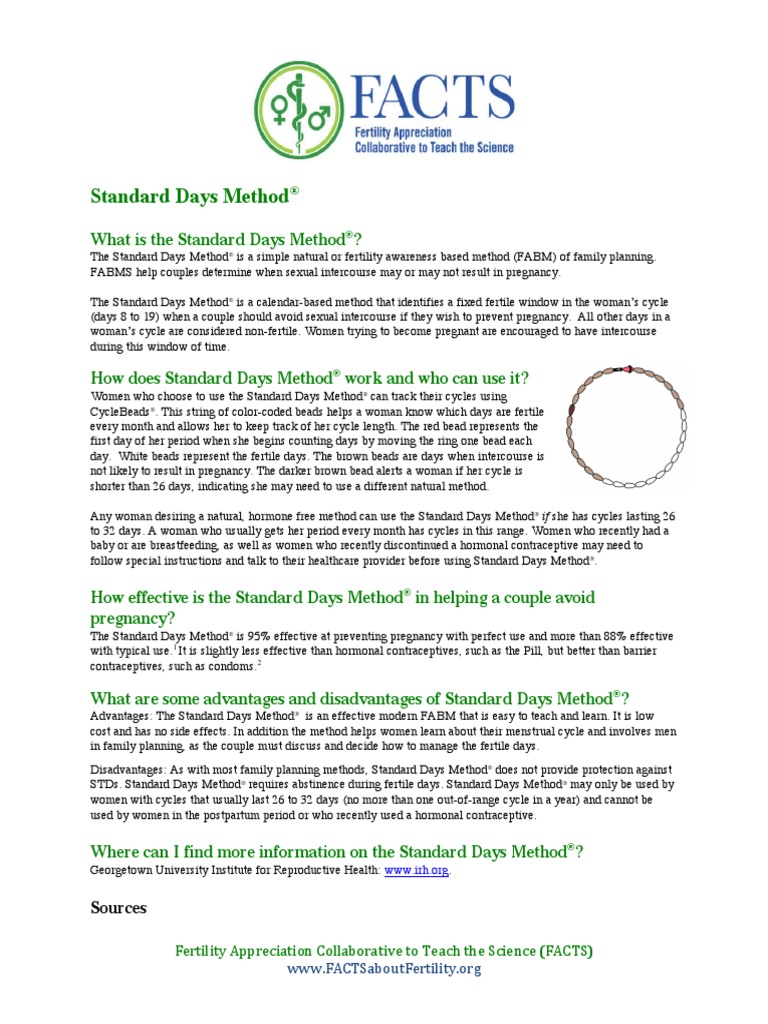 Standard Days Method: Sources | PDF | Birth Control | Family Planning