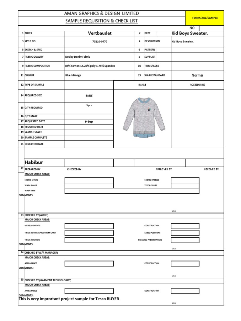 AGLD Sample Requisition | PDF | Clothing | Textiles