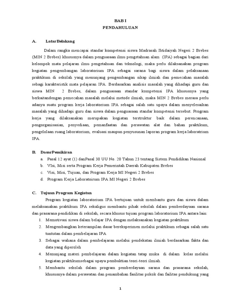Program Kerja Lab Ipa | PDF