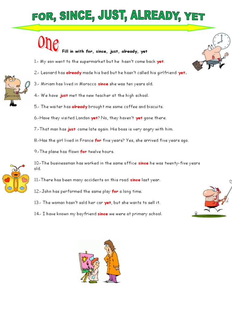 Yet Already Yet Since Just Already Yet Yet Just For For Since | PDF ...