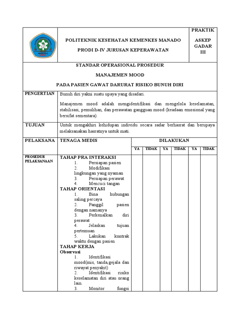 Sop Manajemen Mood PD PX DGN RBD | PDF