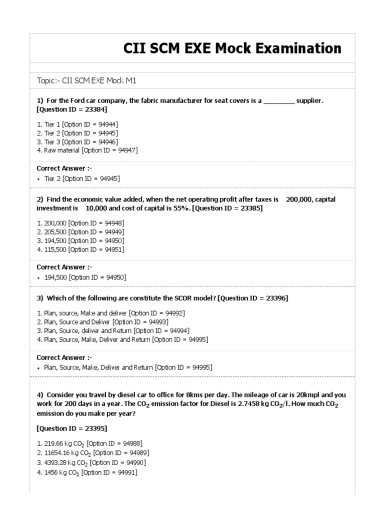 CII SCM EXE Mock Examination | PDF | Radio Frequency Identification ...