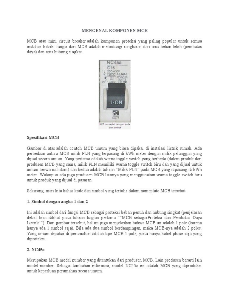 Mengenal Komponen MCB | PDF