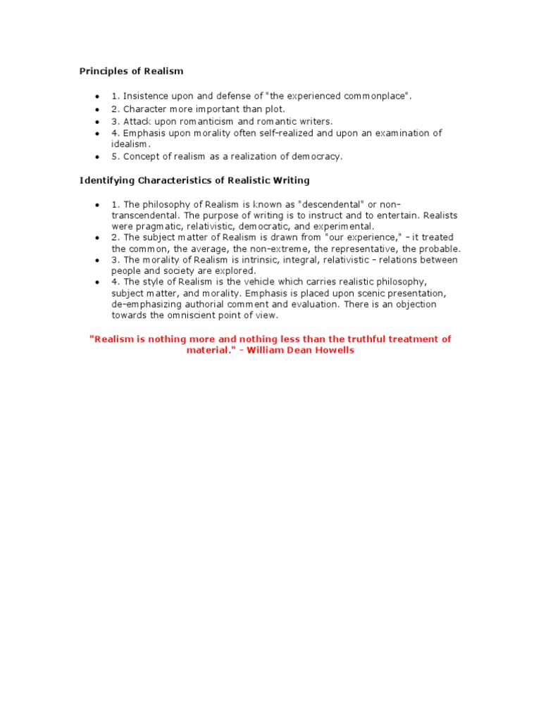 Principles of Realism | PDF