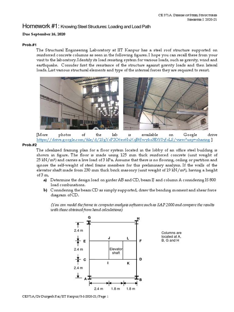 Homework #1:: Knowing Steel Structures: Loading and Load Path | PDF ...