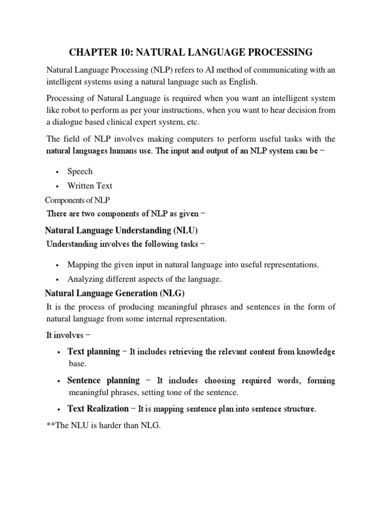 Chapter 10: Natural Language Processing: Components of NLP | PDF | Parsing | Word