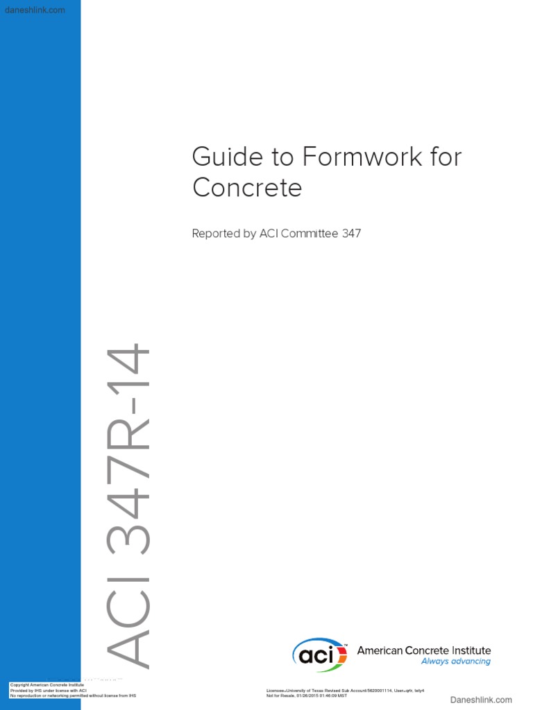 347R-14 Guide To Formwork For Concrete | PDF | Specification (Technical Standard) | Concrete