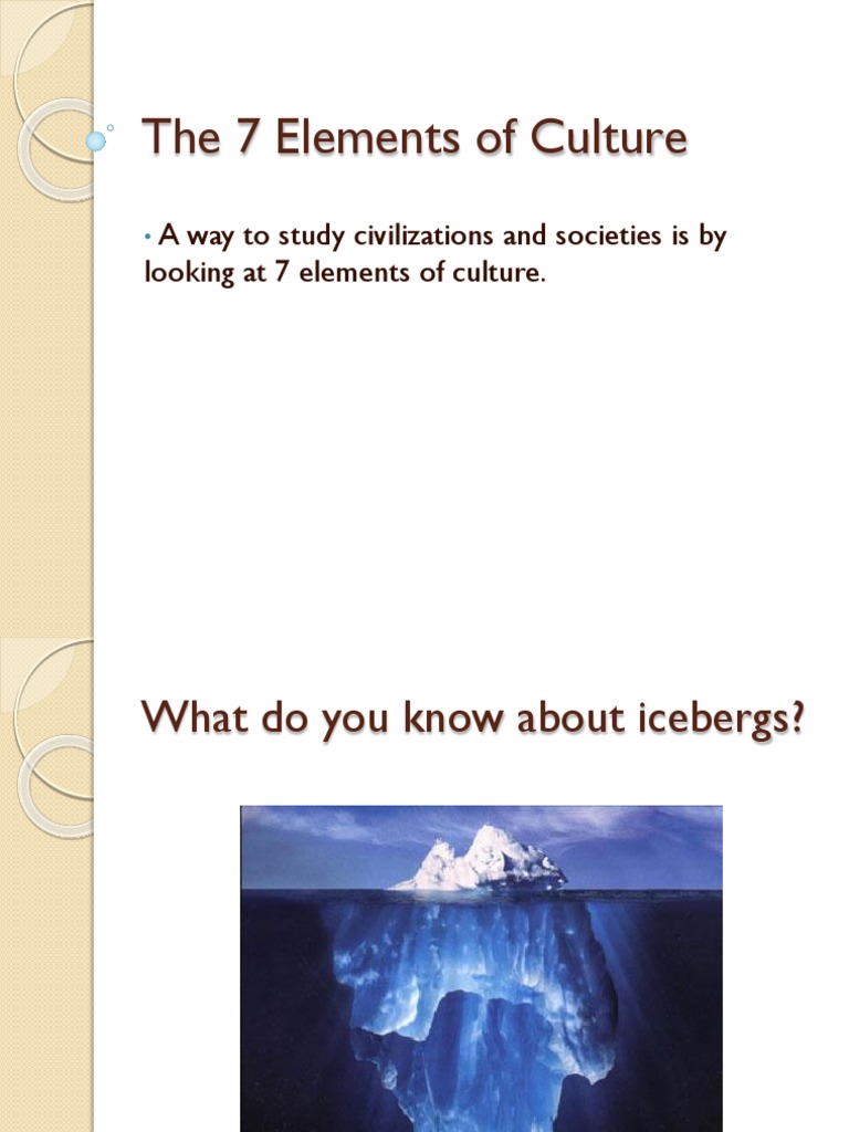 Intro To 7 Elements of Culture PDF | PDF | Family | Cultural Anthropology