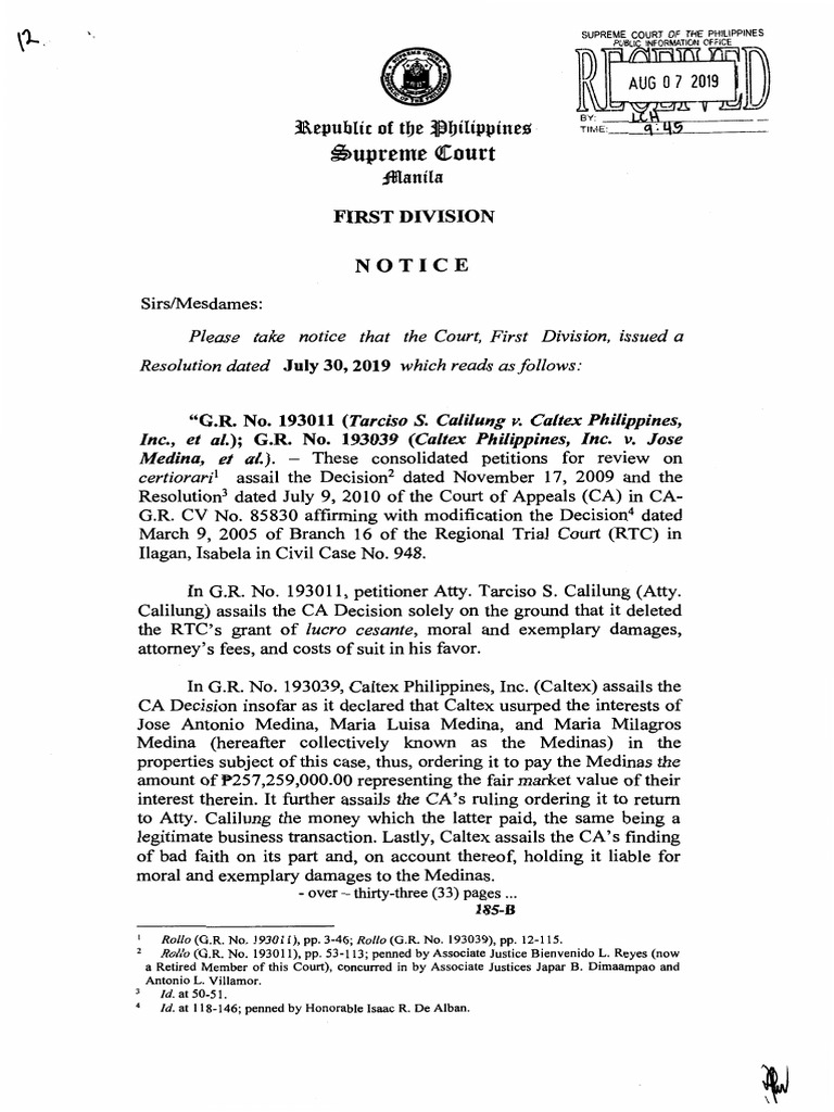 Calilung Vs Caltex - 2 Kinds of Actual Damages - Dano Emergente - Loss ...
