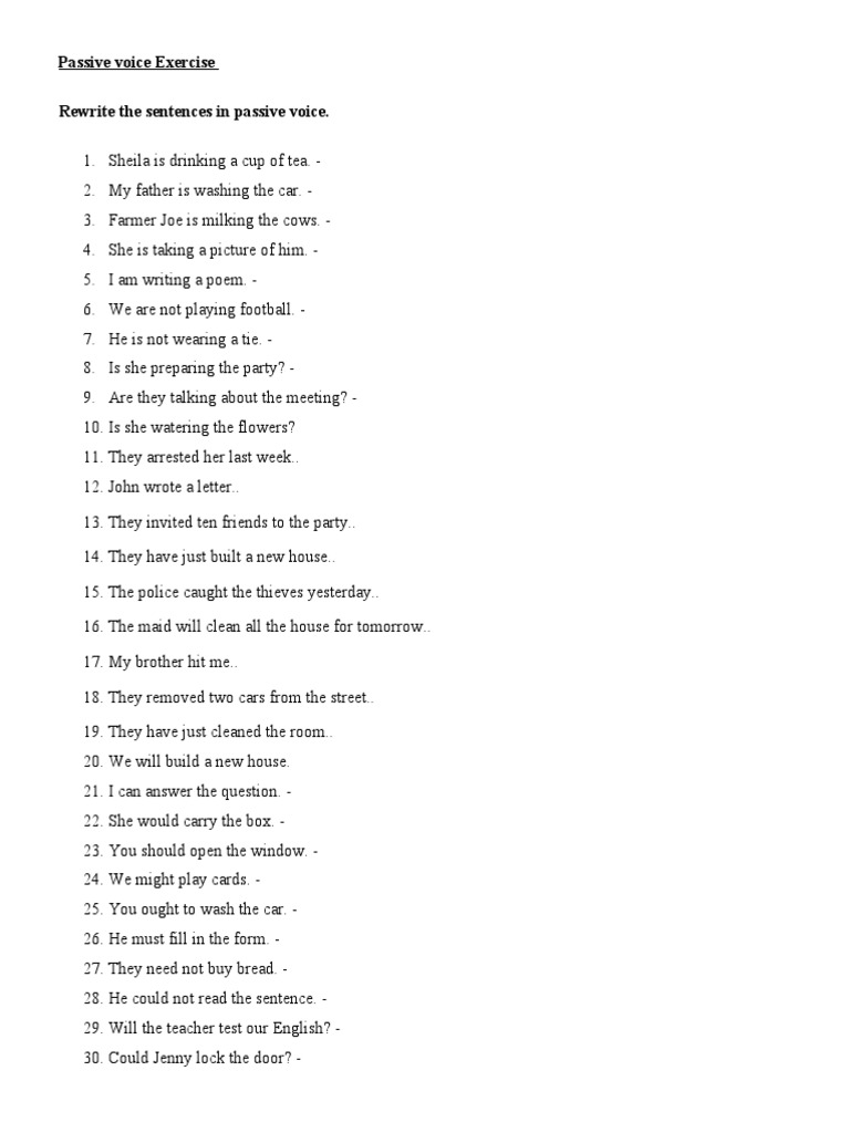 Passive Voice Exercises: Rewriting Sentences and Identifying Active and ...