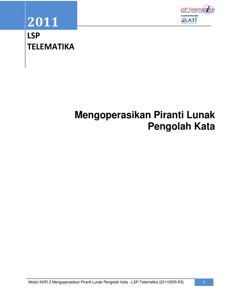 Modul KKPI 4 - TIKOP0200401K - Mengoperasikan Piranti Lunak Pengolah Kata (Word Processor ...