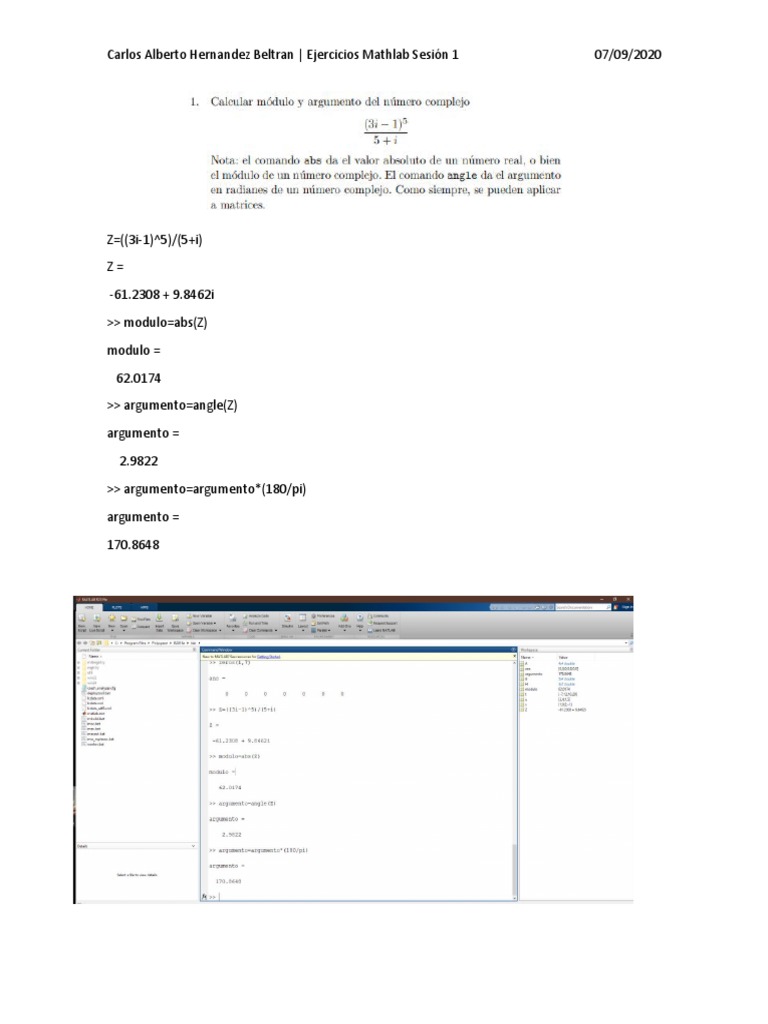 Ejercicios Mathlab | PDF