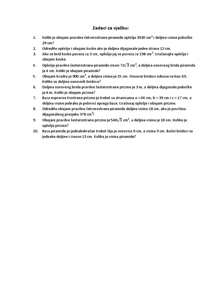 Zadaci Za Vjezbu (6. Ispit Znanja) PDF | PDF