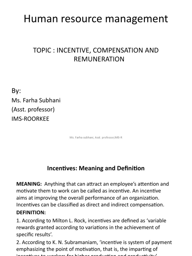 Incentive and Compensation | PDF | Incentive | Piece Work