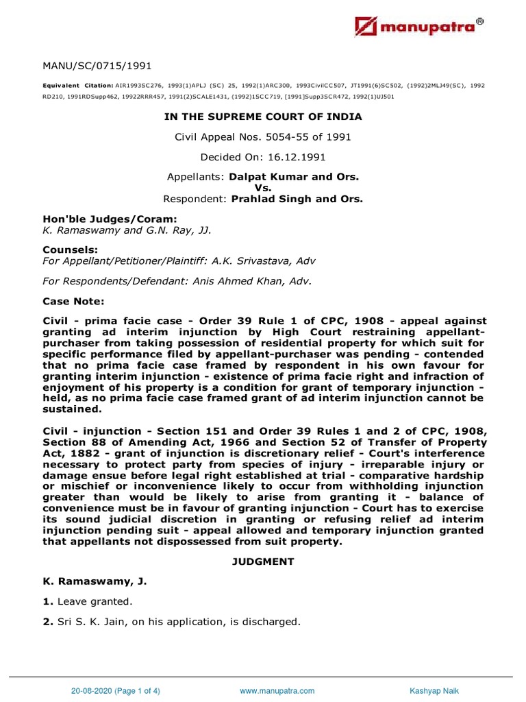 Supreme Court Ruling on Interim Injunction | PDF | Lawsuit | Injunction