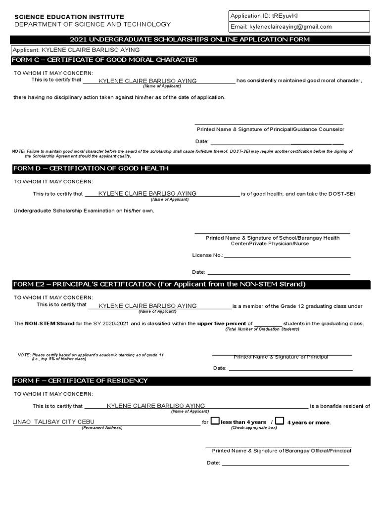 Application Form DOST SEI | PDF | Government Information | Government