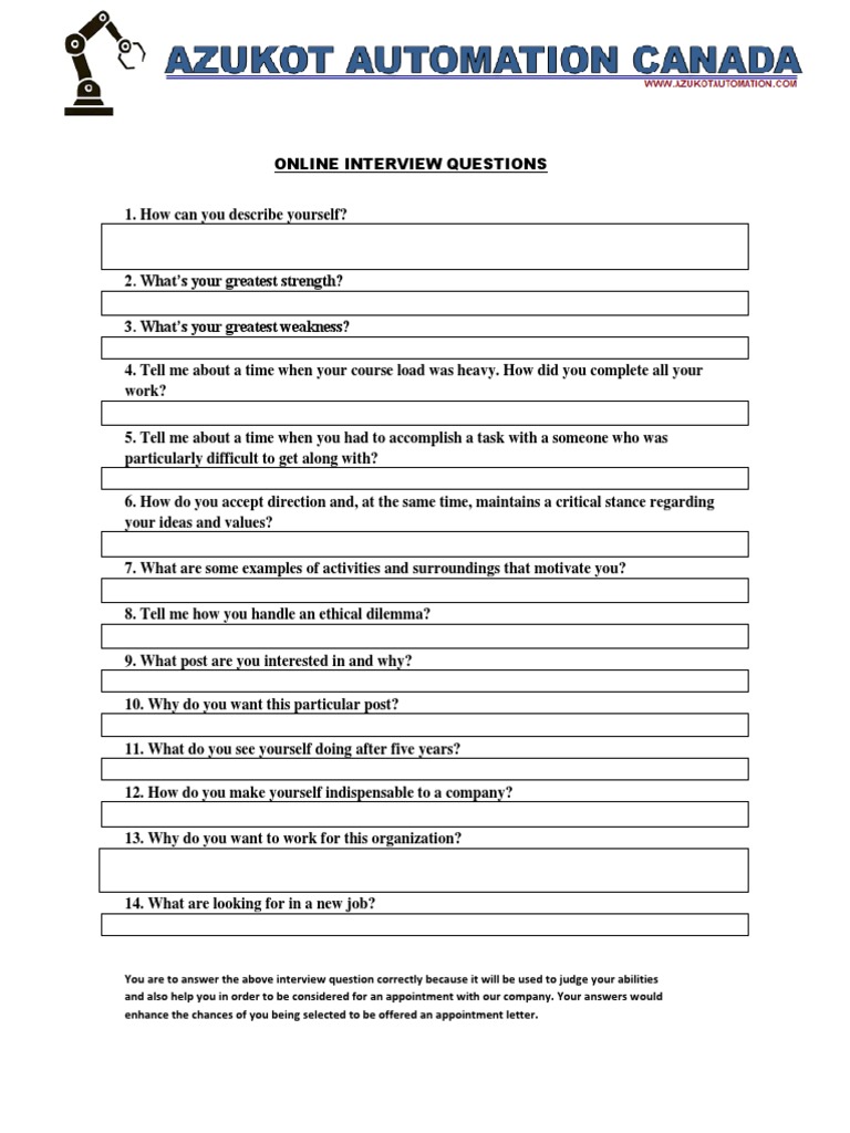 Online Interview Questions | PDF