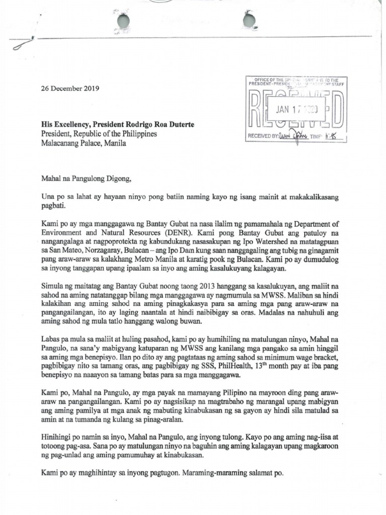 Bantay Gubat Letter PDF | PDF