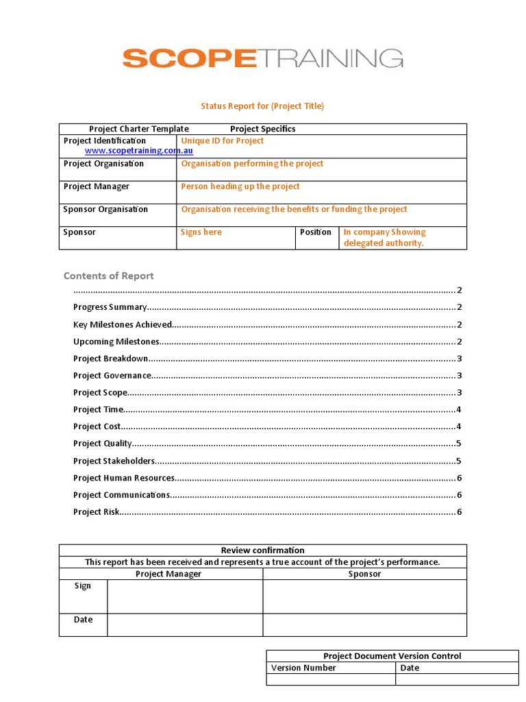 Status Report Template 02230 | PDF | Risk | Business