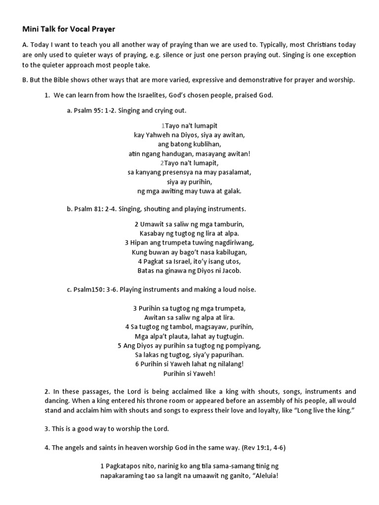 Mini Talk For Vocal Prayer | PDF
