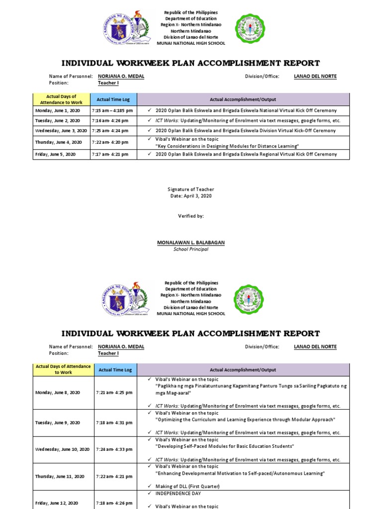 Individual Work Week Plan June | PDF | Homeschooling | Educational ...
