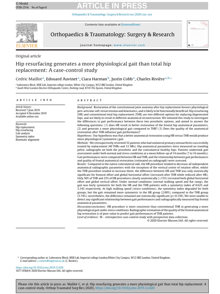 10 1016@j Otsr 2019 12 020 | PDF | Prosthesis | Hip