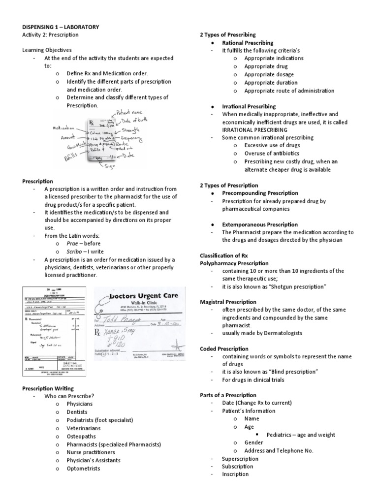 Dispensing 1 Prescription | PDF | Medical Prescription | Drugs
