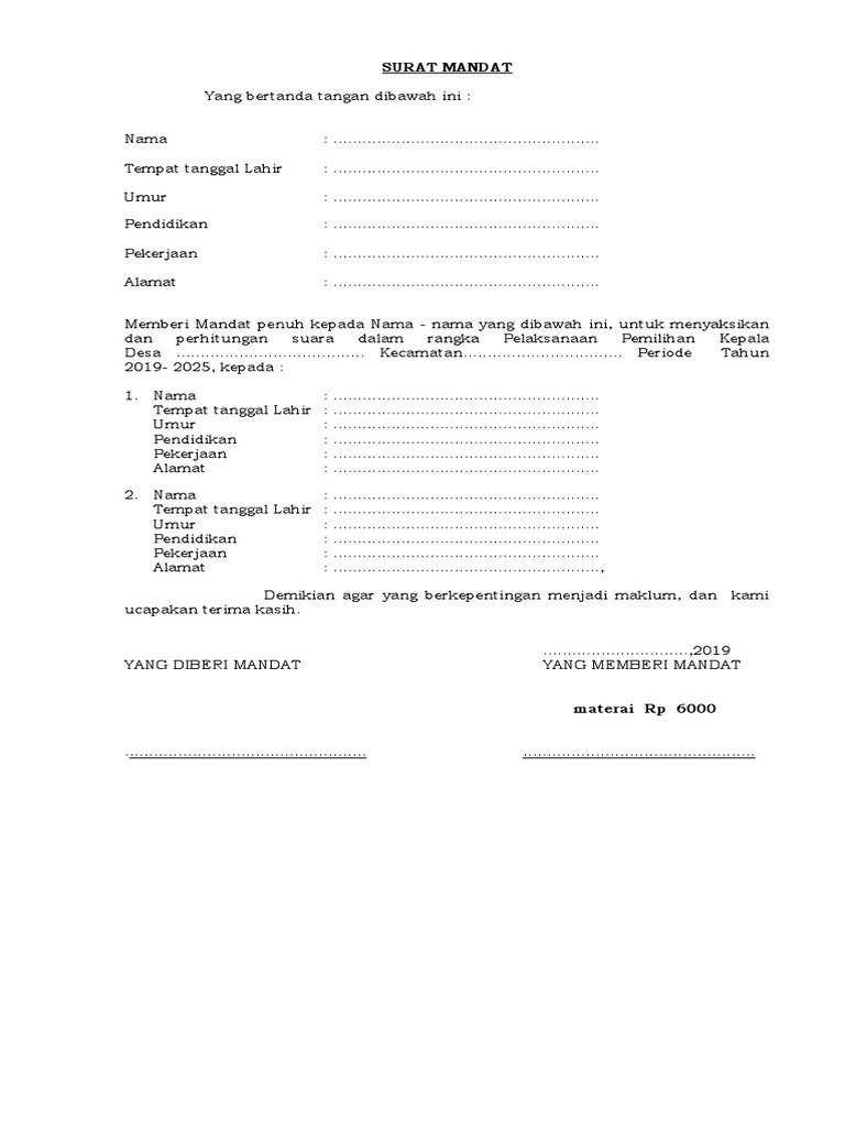 Surat Mandat | PDF