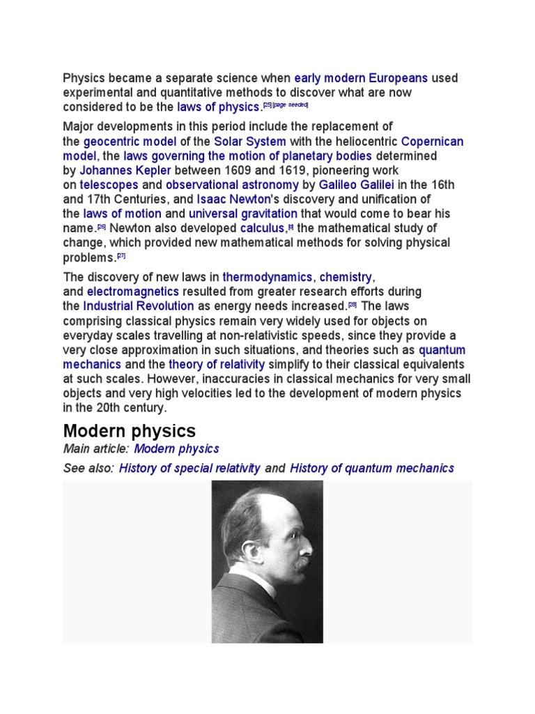 Modern Physics: Modern Physics History of Special Relativity History of ...