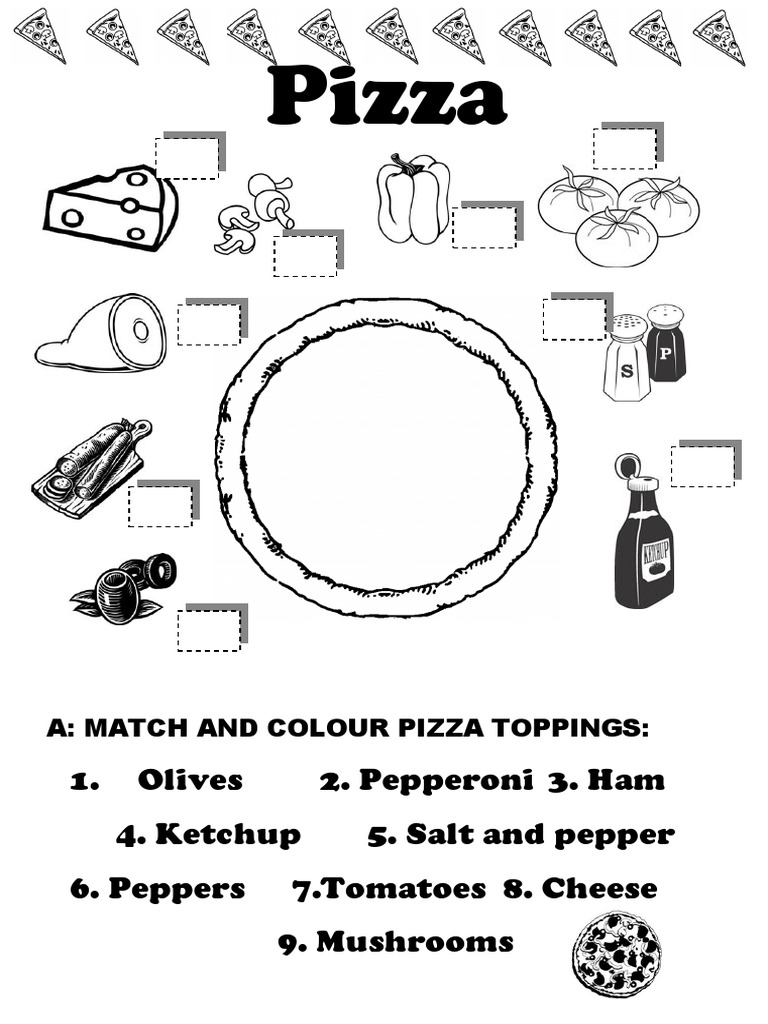 A Matching and Coloring Activity to Learn Common Pizza Toppings Through ...