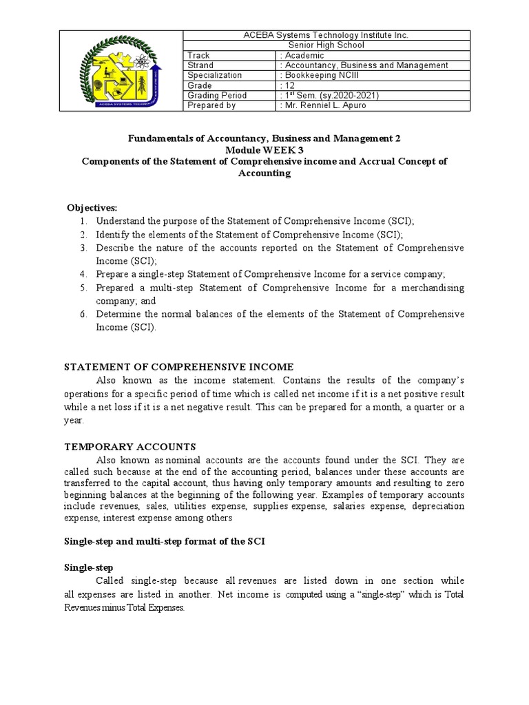 Fabm2 Module 3 | PDF | Income Statement | Expense