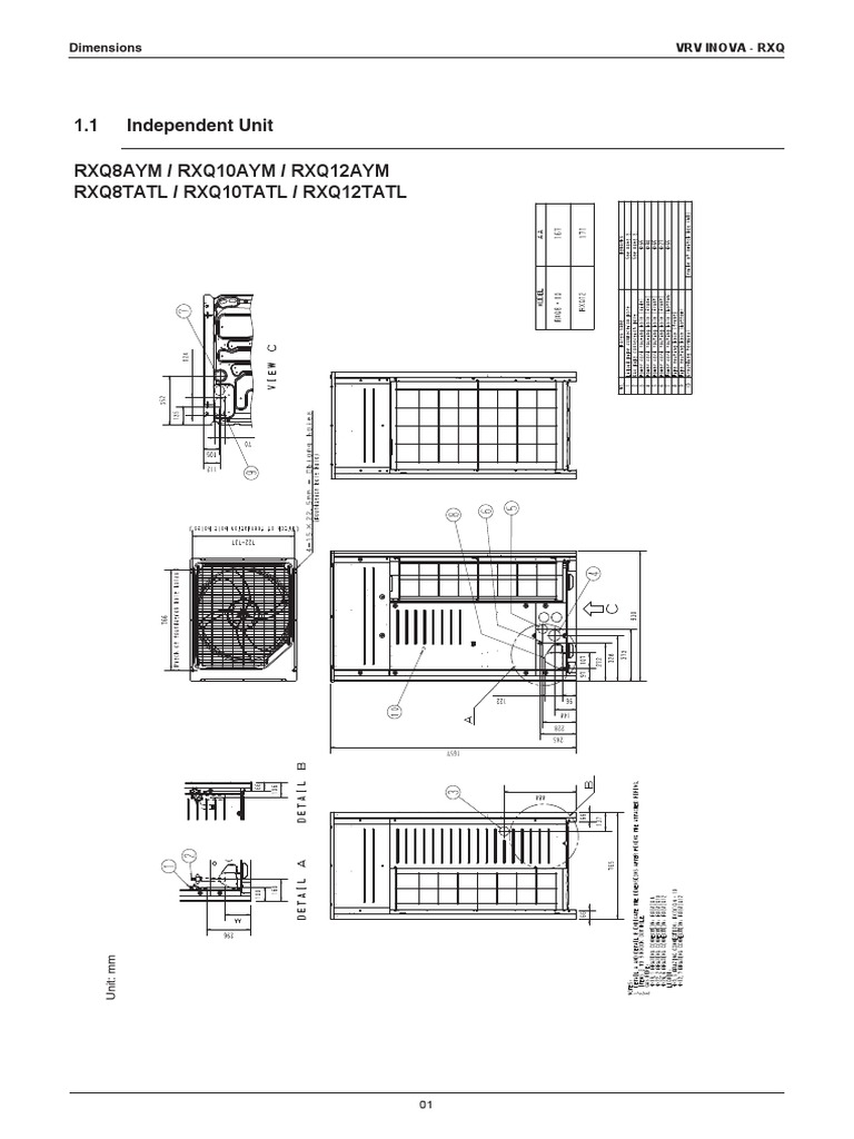 Daikin Unit Dimensions | PDF