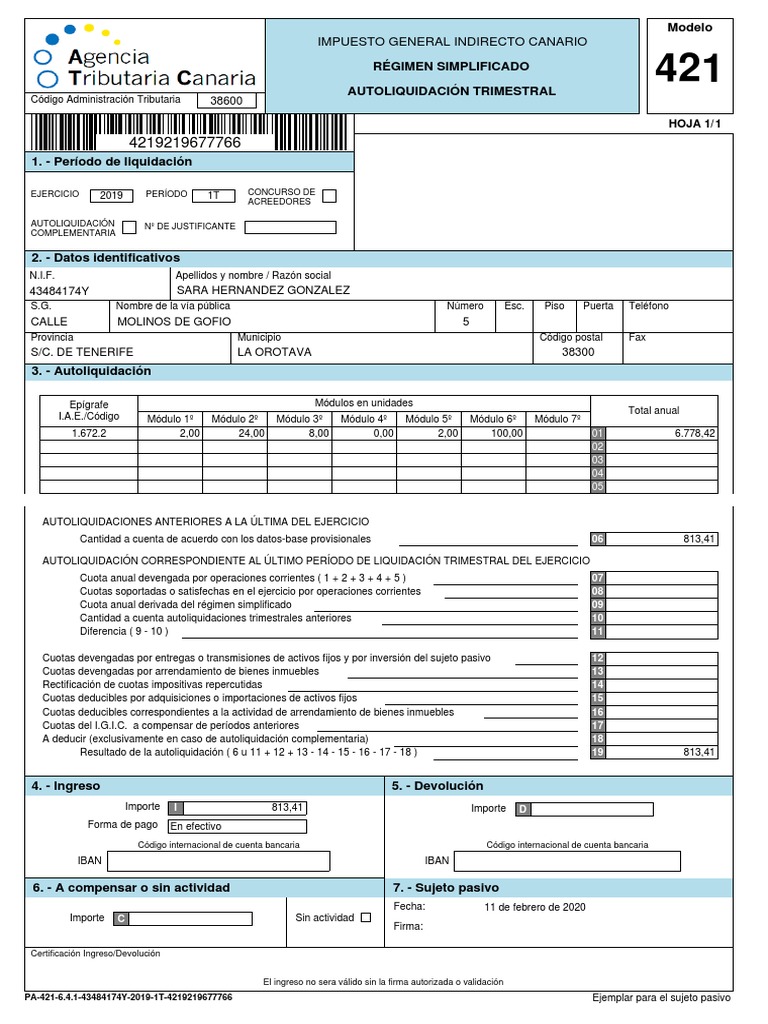 Modelo 421 PDF | PDF | Impuestos | Finanzas del gobierno