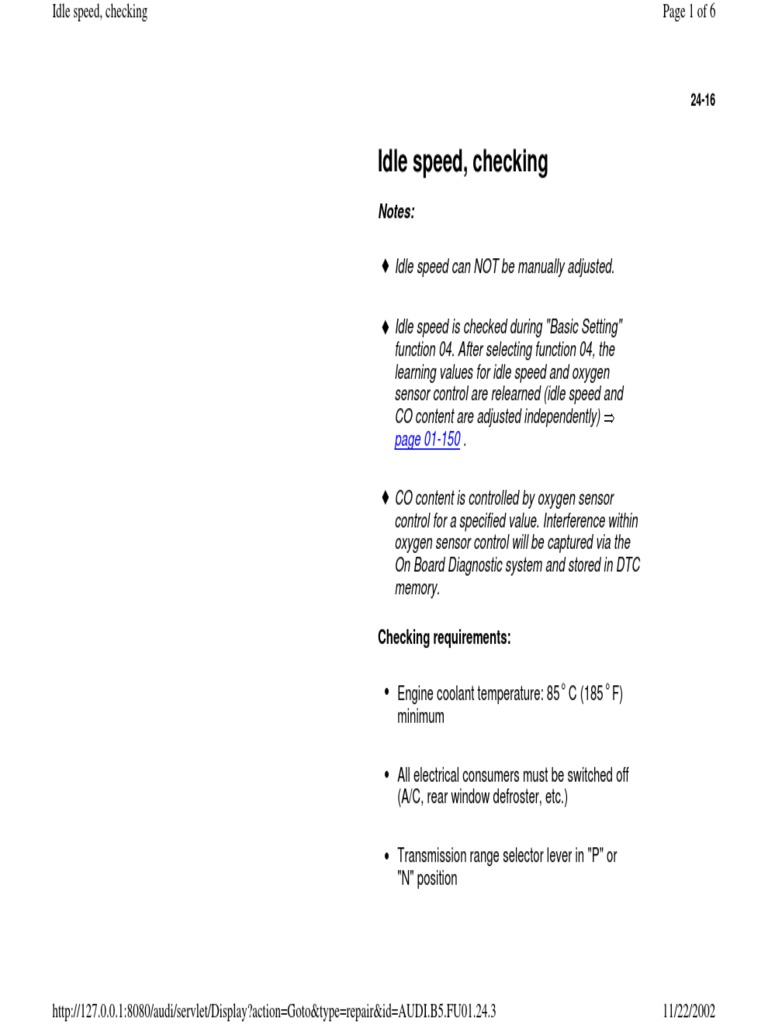 24-16 Idle Speed Checking PDF | PDF | Throttle | Engine Technology