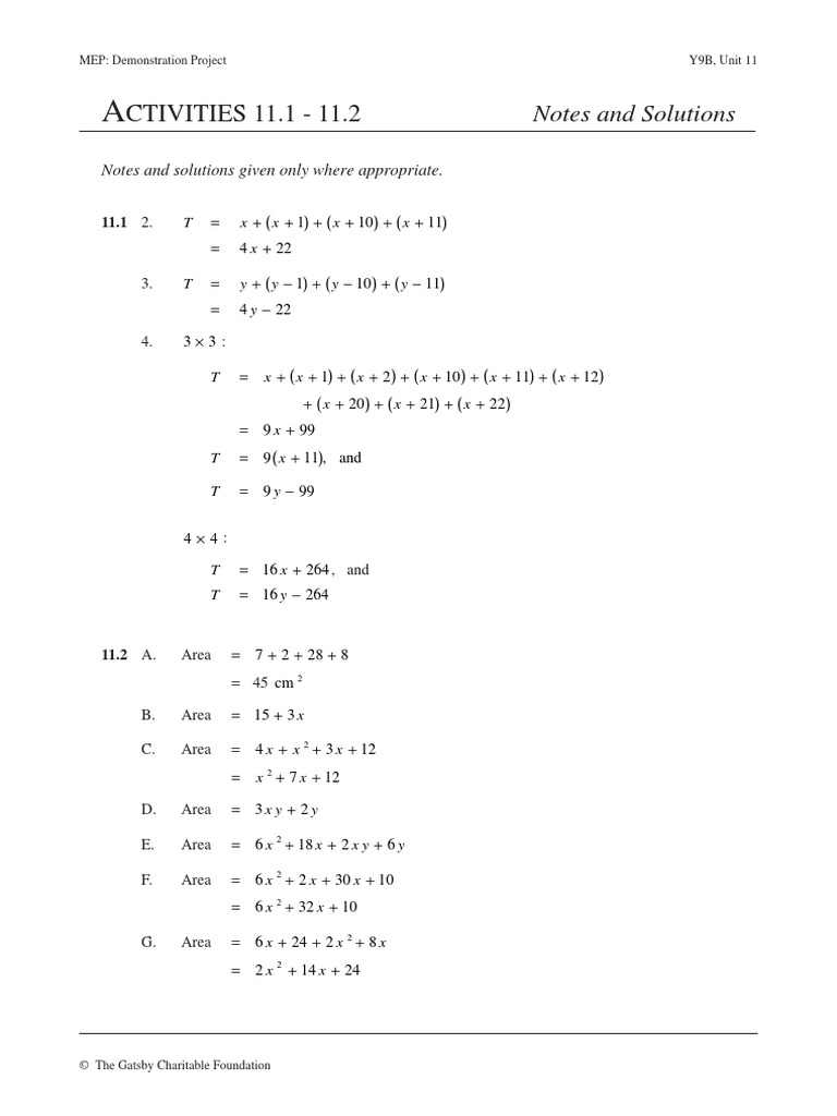 Activities Year 9 Algebra | PDF