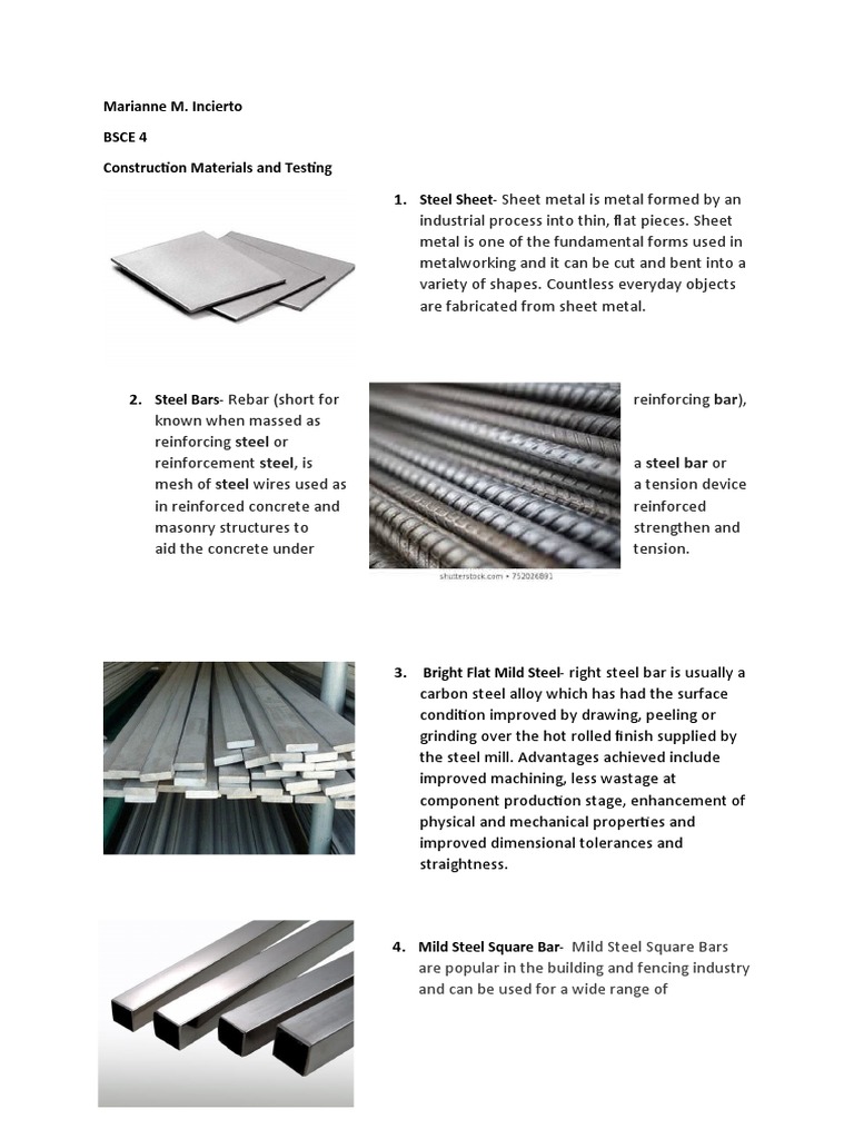 Marianne M. Incierto Bsce 4 Construction Materials and Testing Steel ...