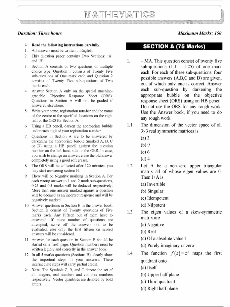 Gate 2002 Exam Instructions | PDF | Lebesgue Integration | Function ...