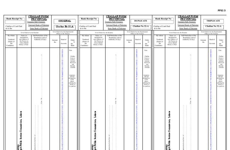 Challan Form Provincial Original Challan No 32-A Challan Form ...