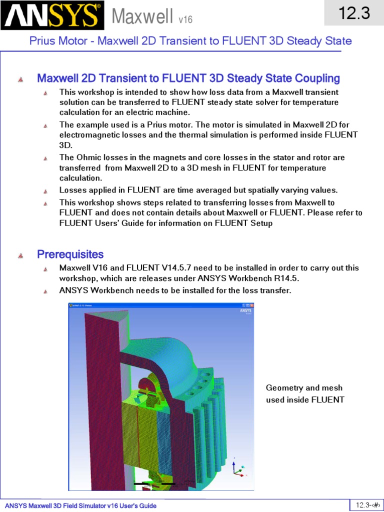 Prius Motor - Maxwell 2D Transient To FLUENT 3D Steady State Maxwell 2D Transient To FLUENT 3D ...