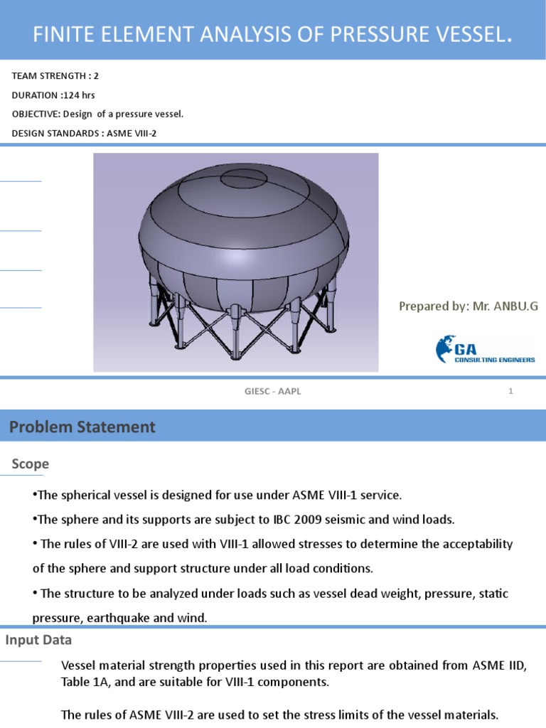 Finite Element Analysis of Pressure Vessel | PDF | Stress (Mechanics ...
