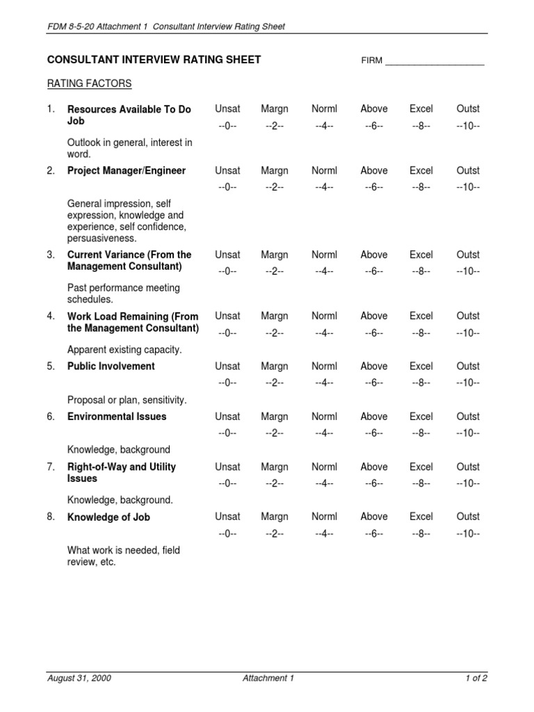 Interview Rating Sheet | PDF | Business