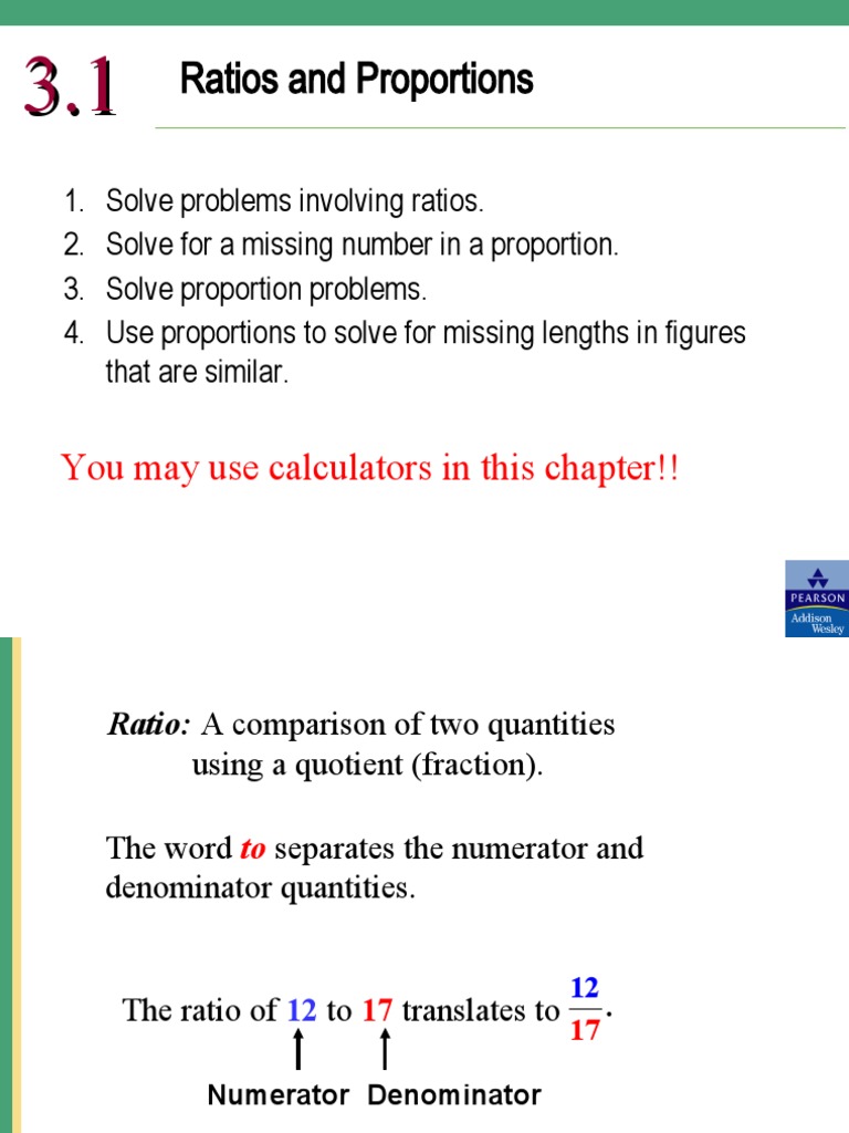 Ratios and Proportions: You May Use Calculators in This Chapter!! | PDF ...