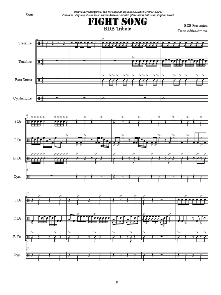 PMB Fight Song (BDB) | PDF | Percussion Instruments | Musical Instruments