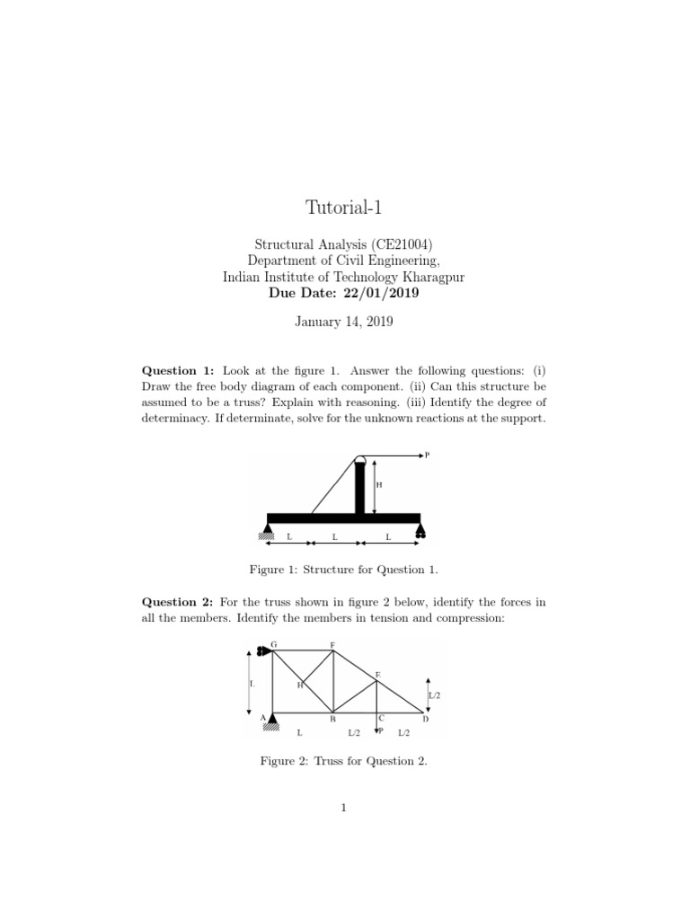 Structural Analysis Tutorial 1 | PDF | Truss | Bending