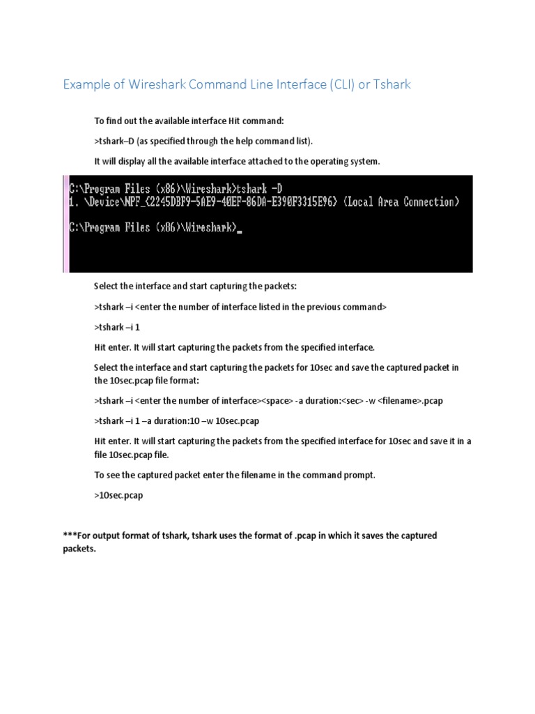 Example of Wireshark Command Line Interface PDF | PDF