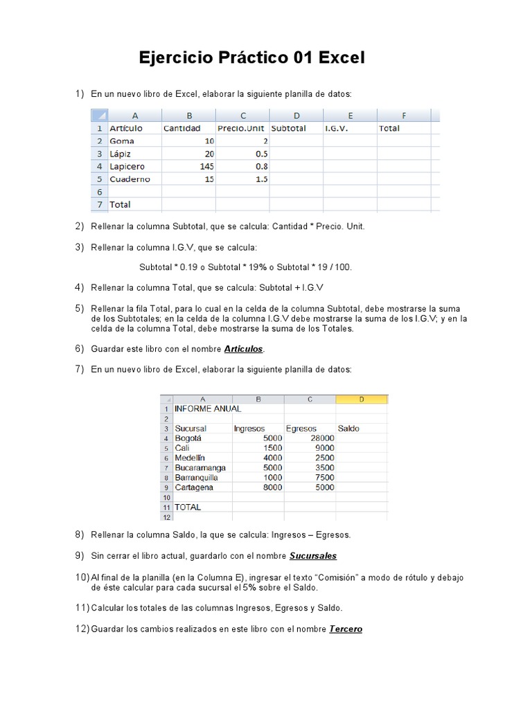 Ejpractico 1 Excel | PDF