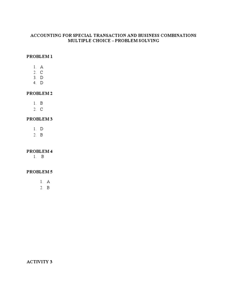 Accounting For Special Transaction and Business Combinations Multiple ...