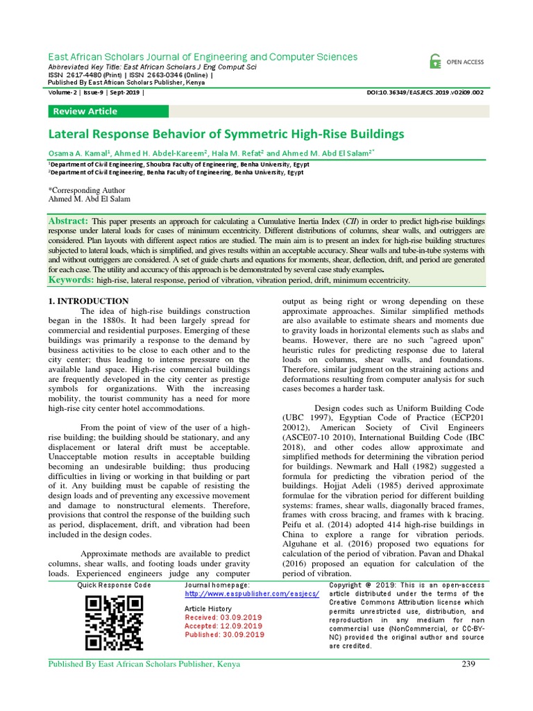 Lateral Response Behavior of Symmetric High-Rise Buildings: Review ...