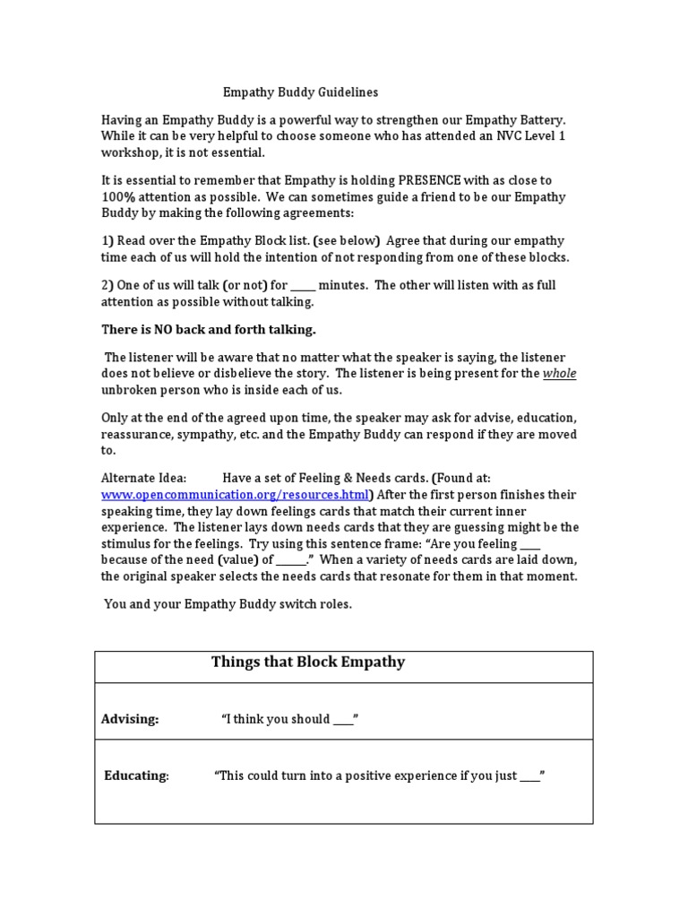 Things That Block Empathy: Advising: "I Think You Should - " | Download ...